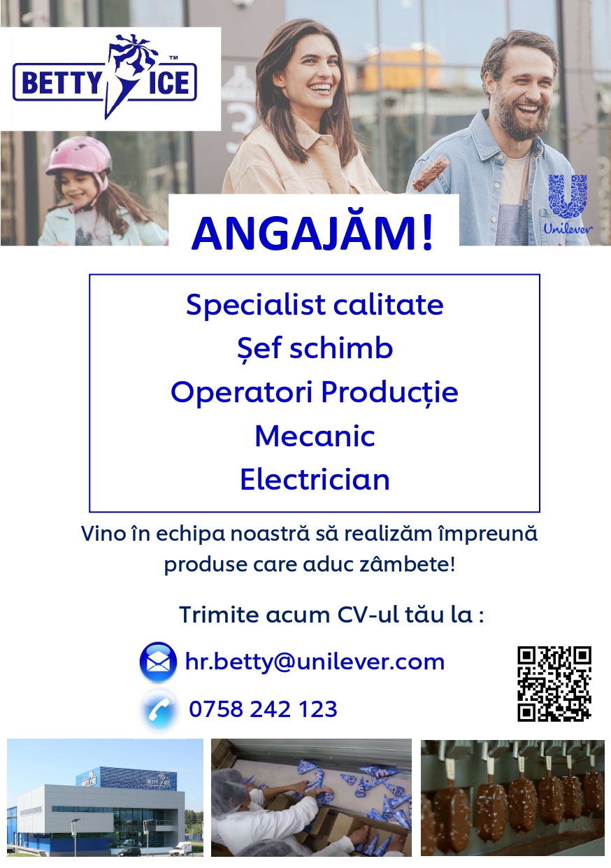 Anunț angajare Betty Ice - FIA